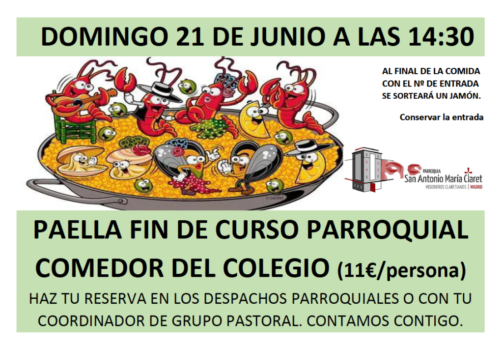 PAELLADA FIN DE CURSO 2026 | Parroquia Claret Madrid